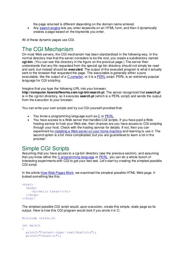How cgi scripting works How cgi scripting works