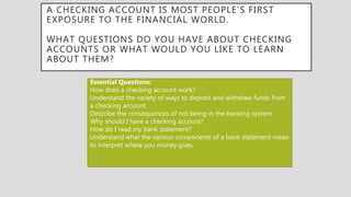 How checking works spring | PPTX | Credit Cards | Personal Debt