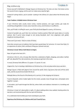 Celebrate Christmas in Israel: Weather, Cuisine, & Sacred Spirit ...