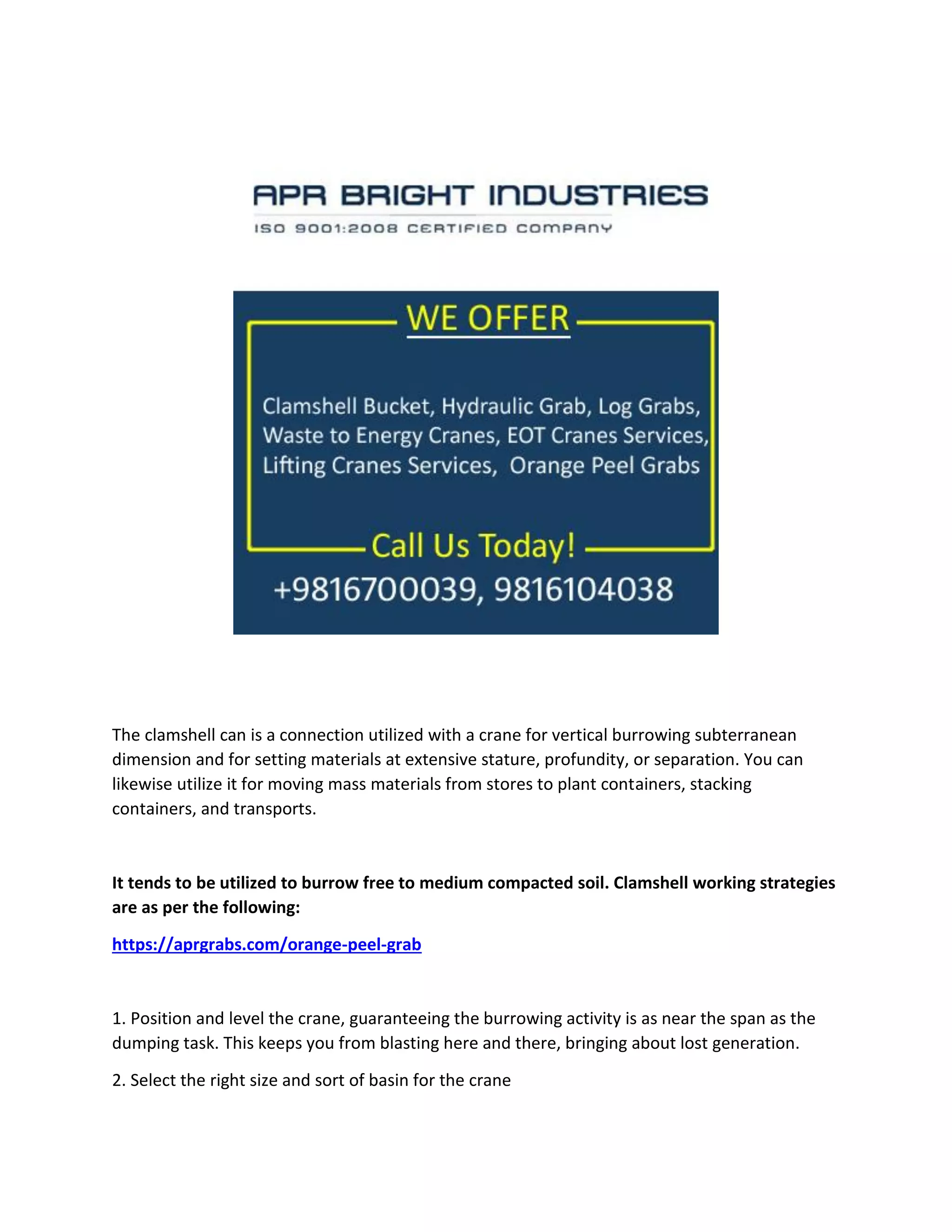 How clamshell bucket works | PDF