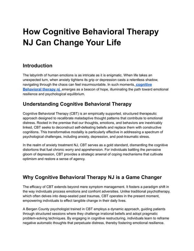 How Cognitive Behavioral Therapy NJ Can Change Your Life.pdf