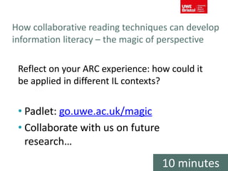 How collaborative reading techniques can develop information literacy ...