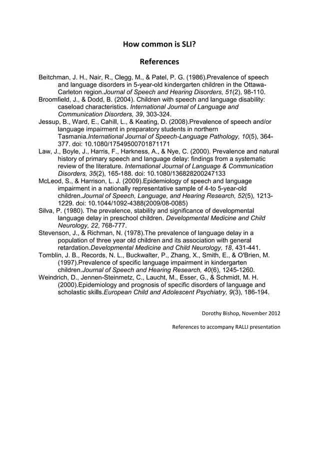 How common is SLI? | PDF