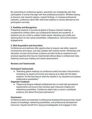 The Power of Conference Alerts in Advancing Your Career | PDF