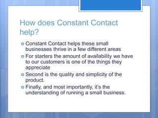 How constant contact helps small businesses | PPT