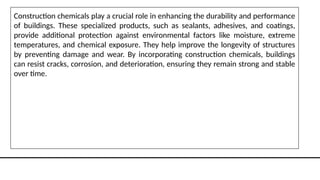 How Construction Chemicals Enhance Durability and Performance | PPTX