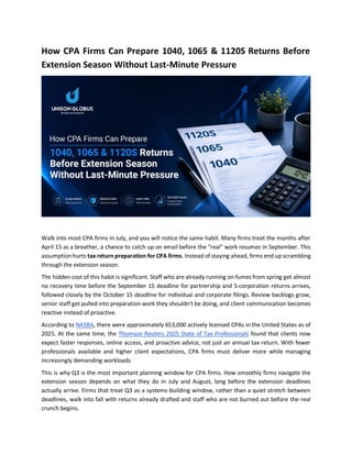 Effective Strategies for CPA Firms to Manage 1040, 1065 & 1120S Tax ...