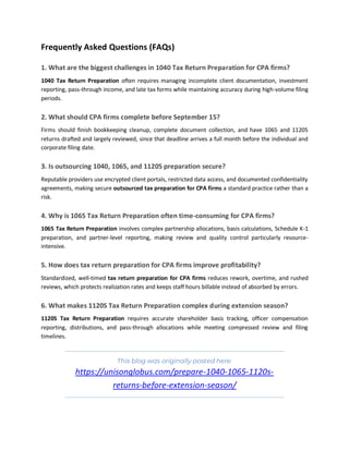 Effective Strategies for CPA Firms to Manage 1040, 1065 & 1120S Tax ...