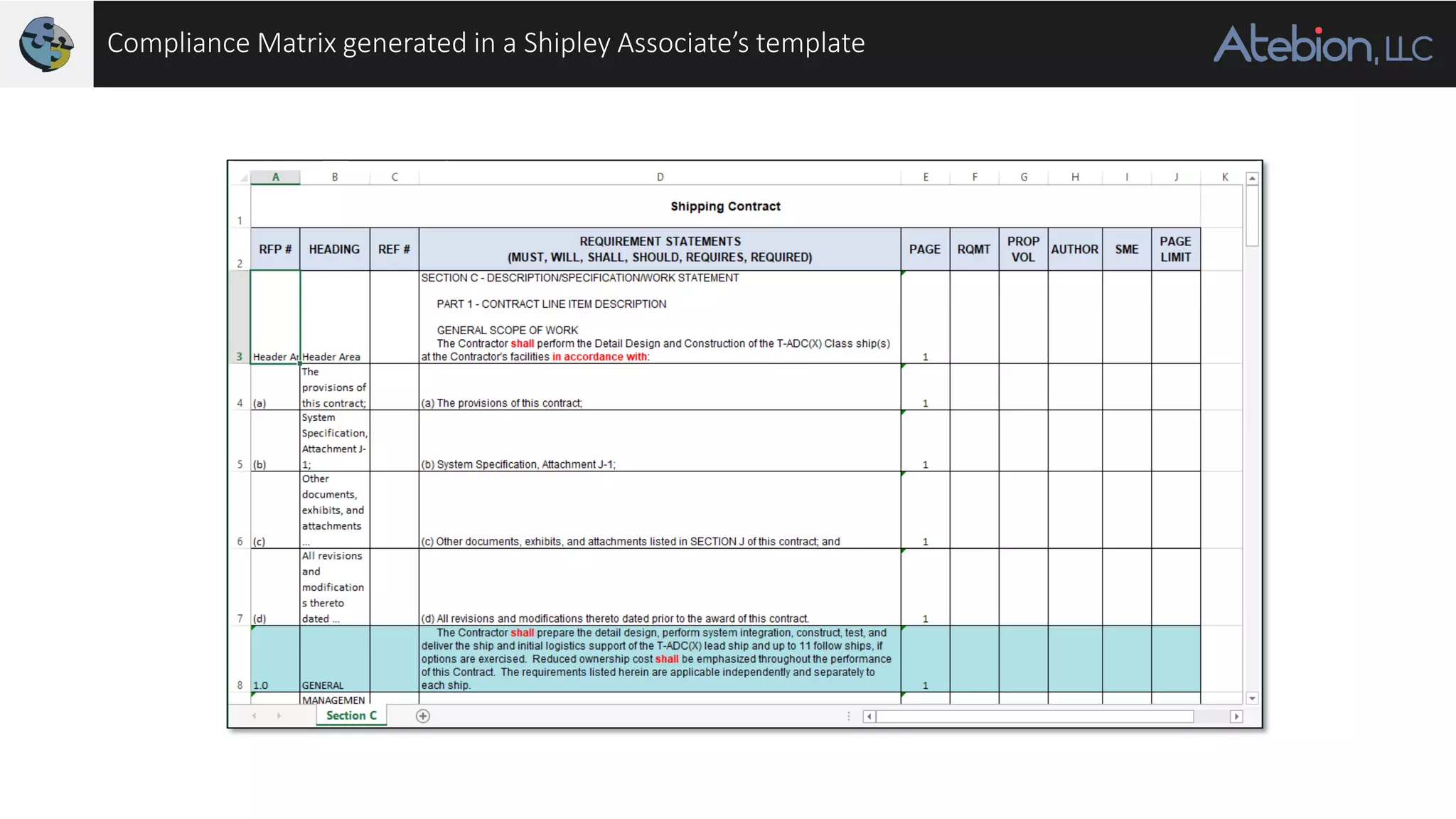 Generate a Shipley Associates Compliance Matrix | PDF