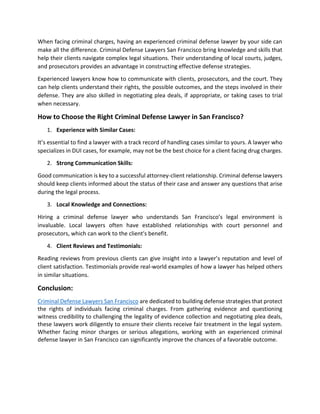 How Criminal Defense Lawyers in San Francisco Build Strong Defense ...