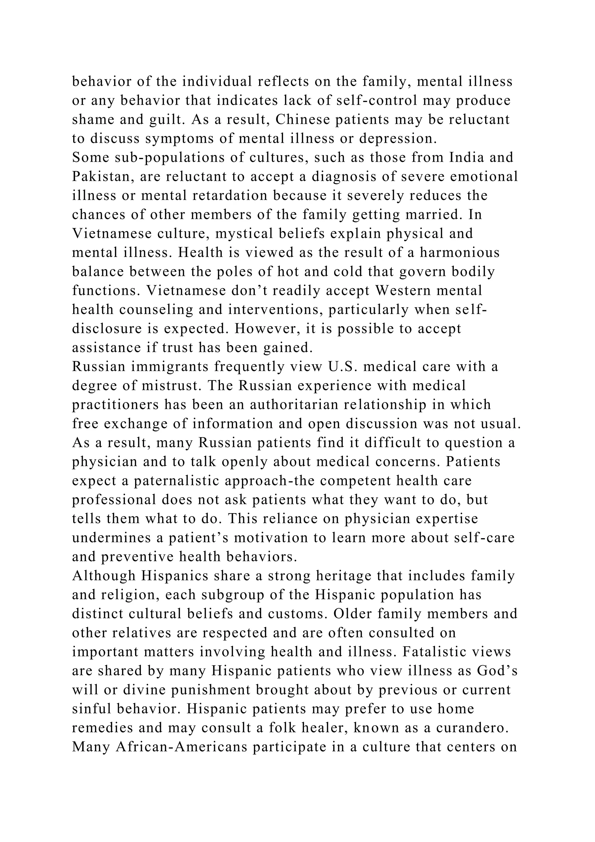 How culture influences health beliefsAll cultures have systems o.docx