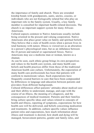 How culture influences health beliefsAll cultures have systems o.docx