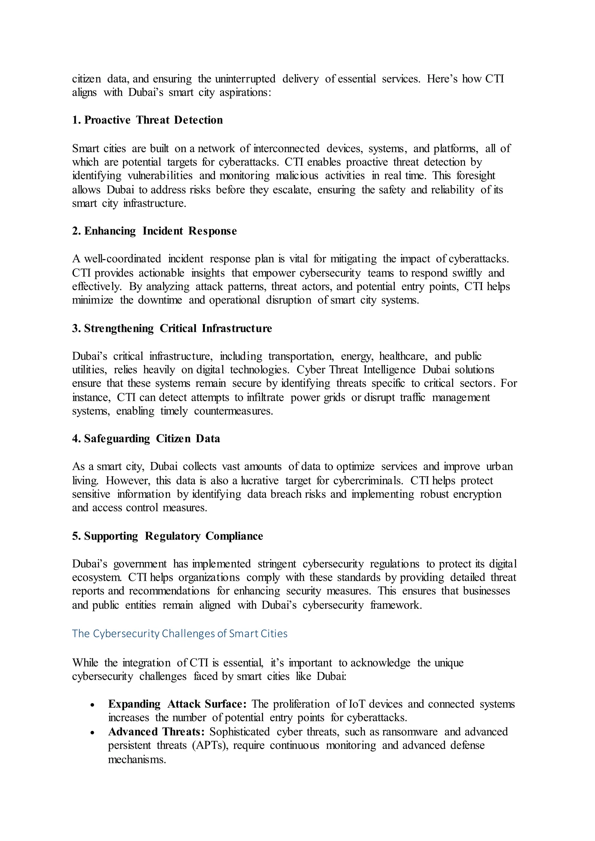 How Cyber Threat Intelligence Supports Dubai Smart City Vision | PDF