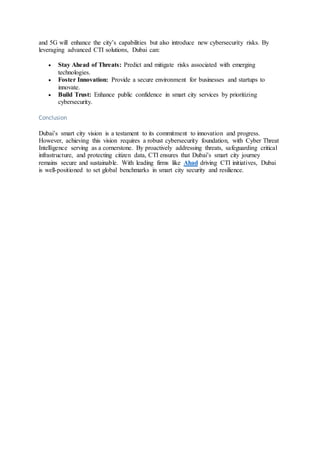 How Cyber Threat Intelligence Supports Dubai Smart City Vision | PDF