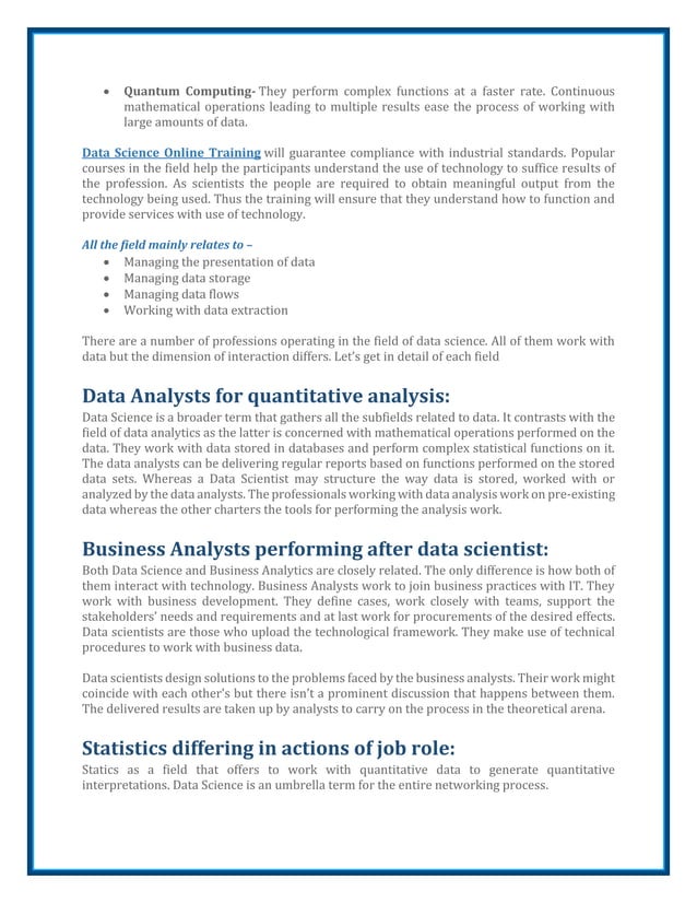 How Data Science Differs from Other Data Related Fields - CETPA ...