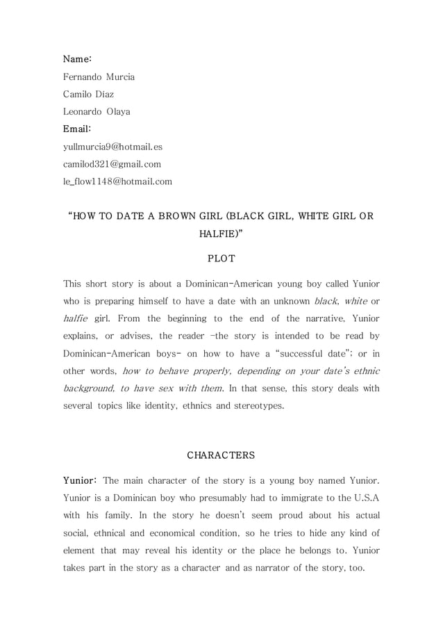 How datea browngirl reading guide | DOC | Dating | Family and Relationships