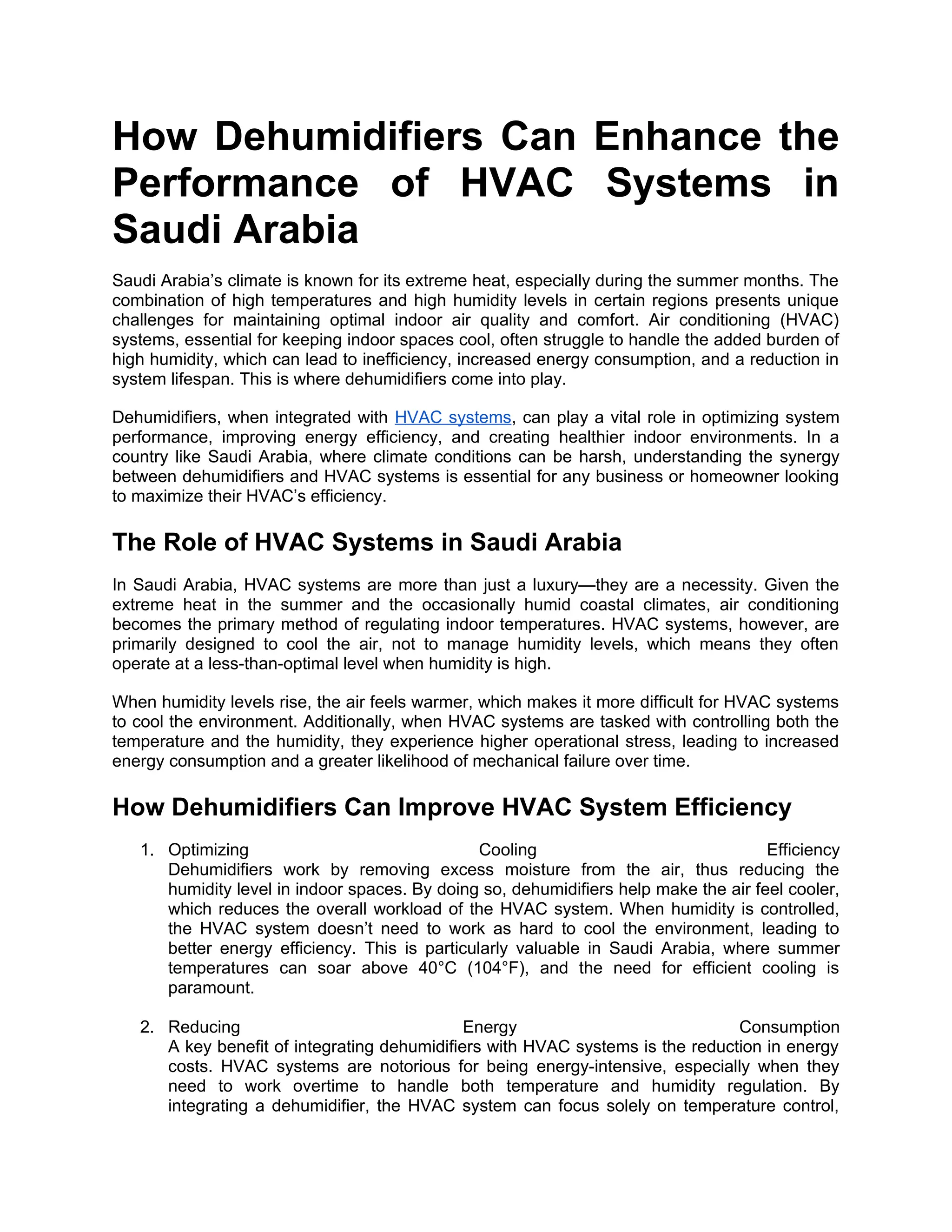 How Dehumidifiers Can Enhance the Performance of HVAC Systems in Saudi Arabia.docx