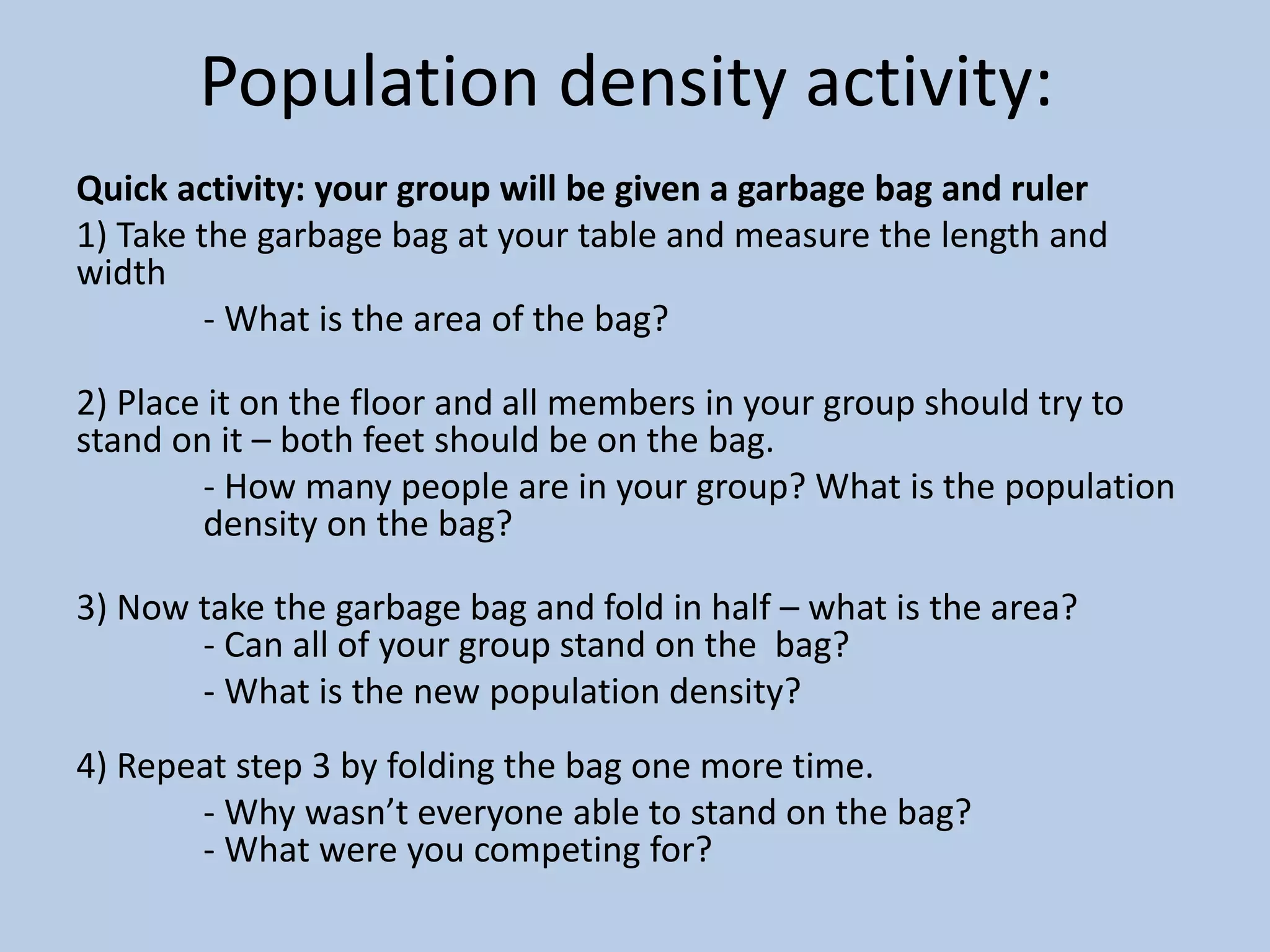 How dense is your population | PPT