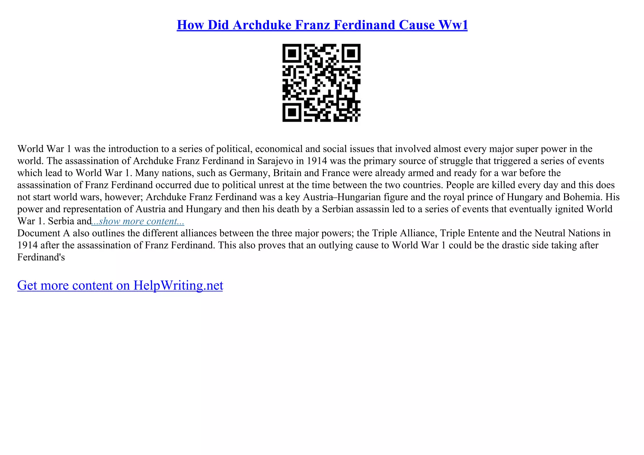 How Did Archduke Franz Ferdinand Cause Ww1 | PPT