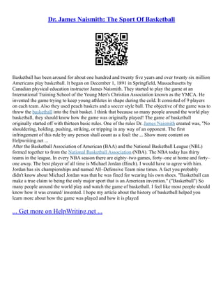How Did James Naismith Build Basketball | PDF