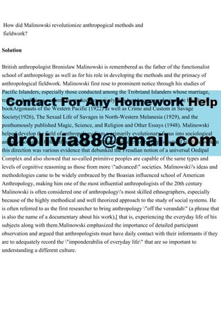 How did Malinowski revolutionize anthropogical methods and fiel.pdf