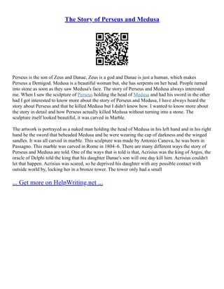 Perseus And Medusa Myth Notes