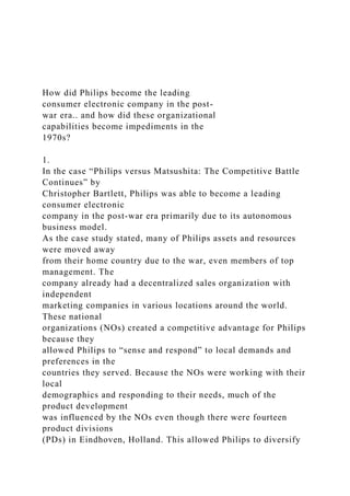 How did Philips become the leading consumer electronic compa.docx