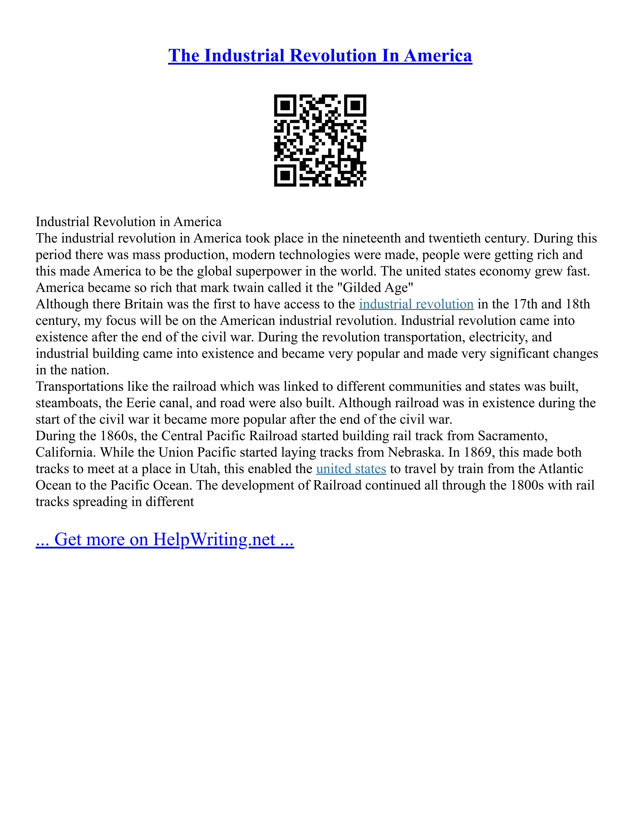 How Did The Industrial Revolution Affect America | PDF | Industrial ...