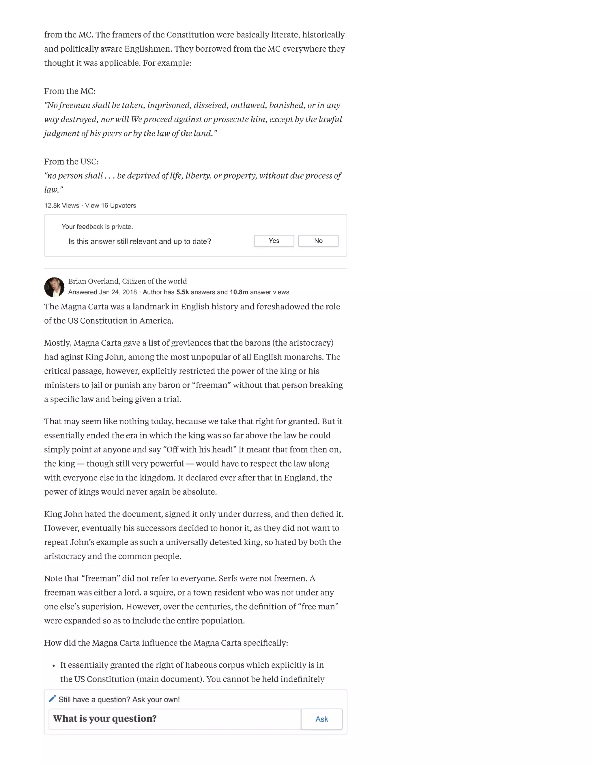 How did the magna carta influence the united states bill of rights | PDF