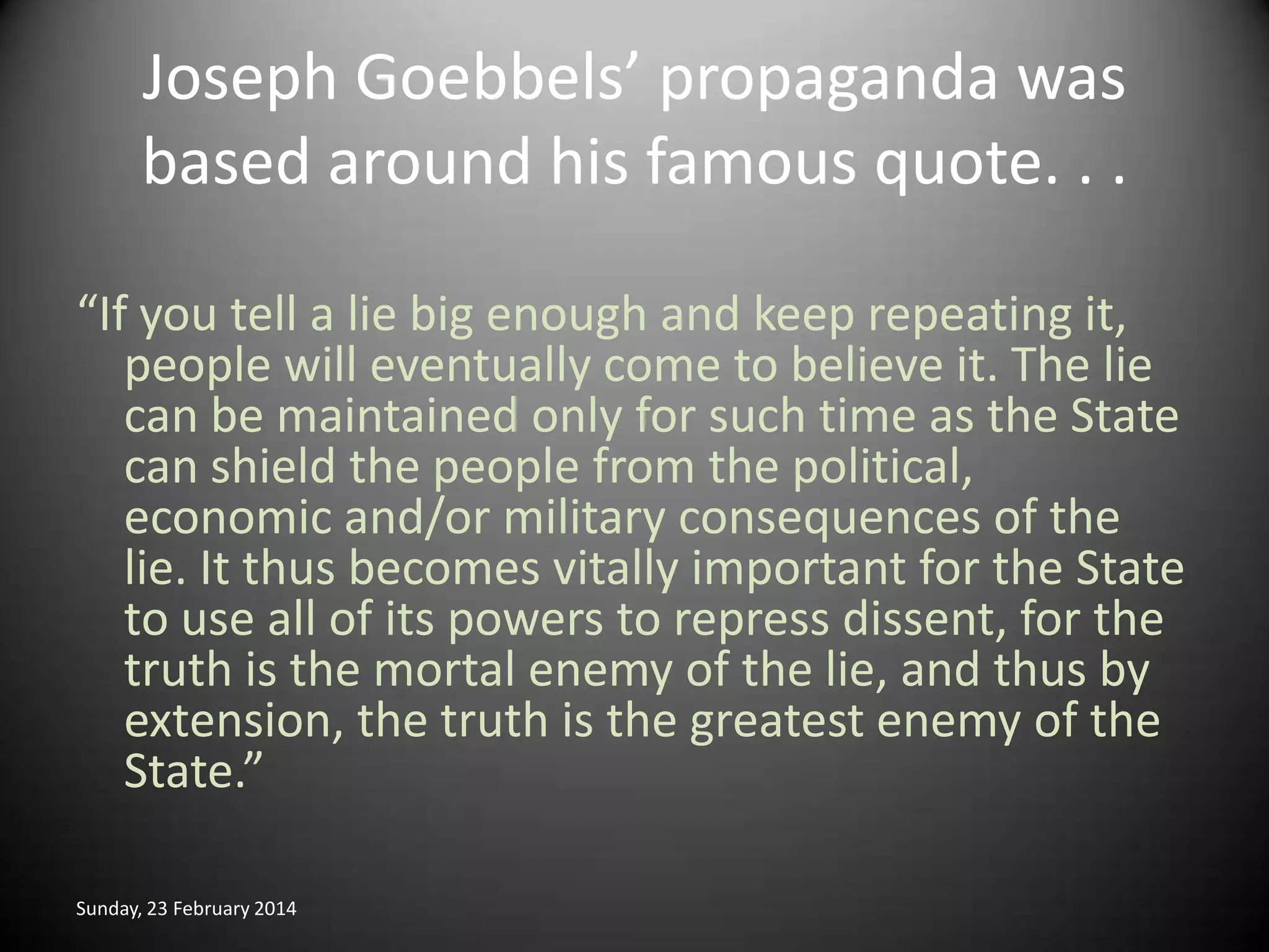 How did the Nazis control the german people using propaganda | PPTX