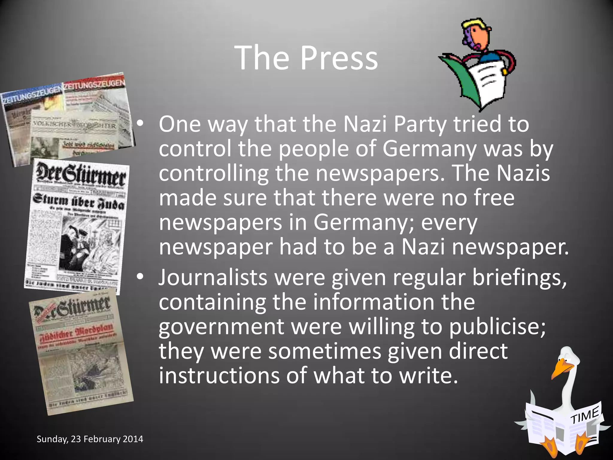 How did the Nazis control the german people using propaganda | PPTX