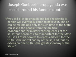 How did the Nazis control the german people using propaganda | PPTX