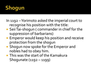 How did the rise of the shoguns change society | PPTX