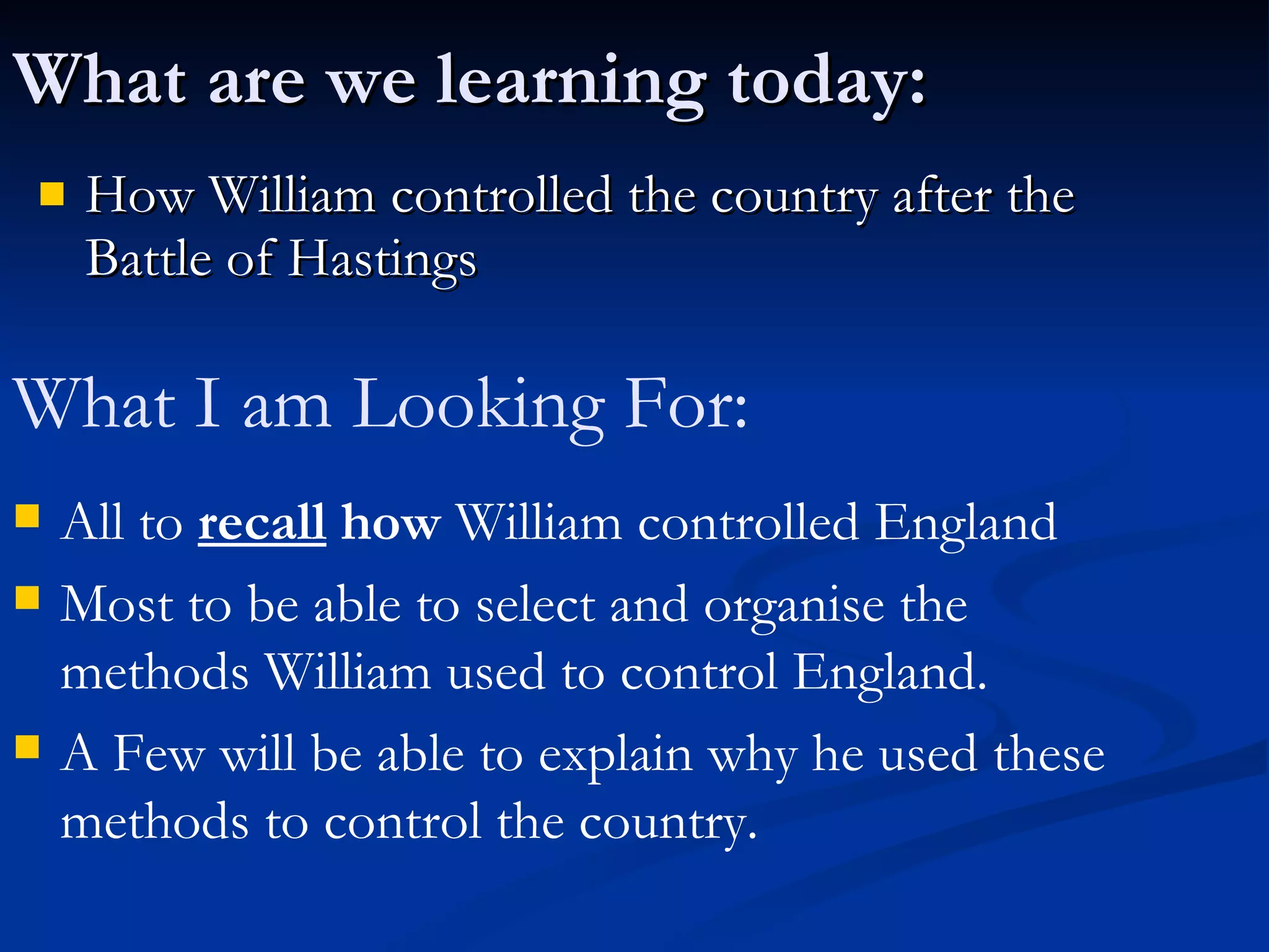 How Did William Control England | PPT