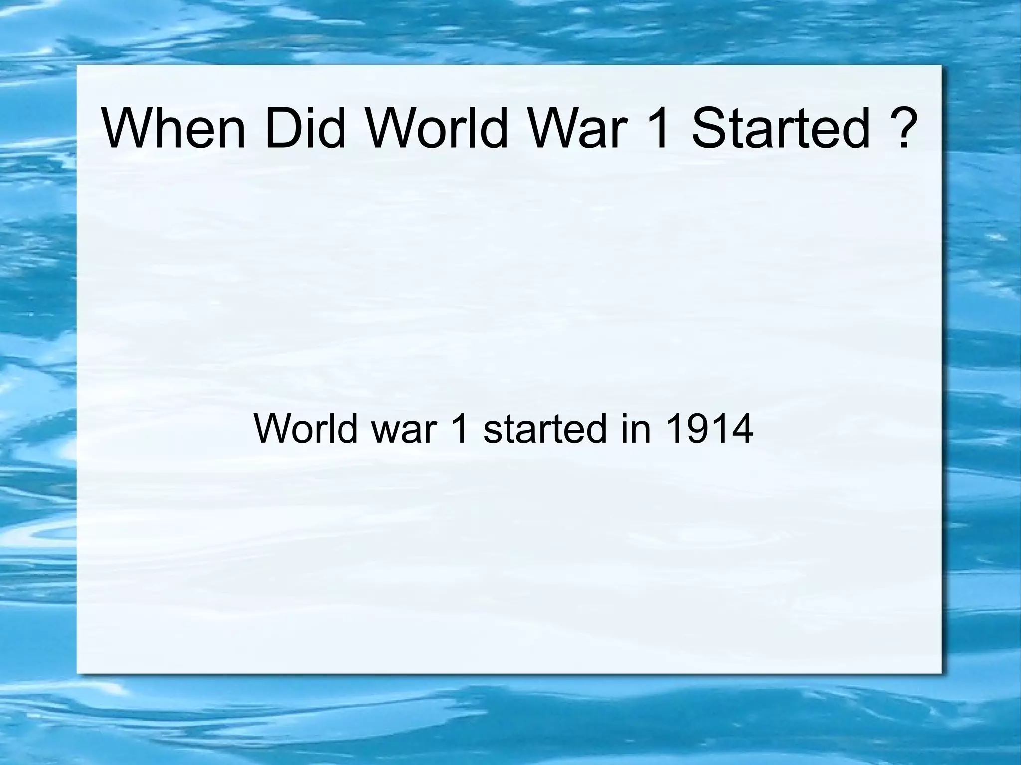 How did ww1 start | ODP