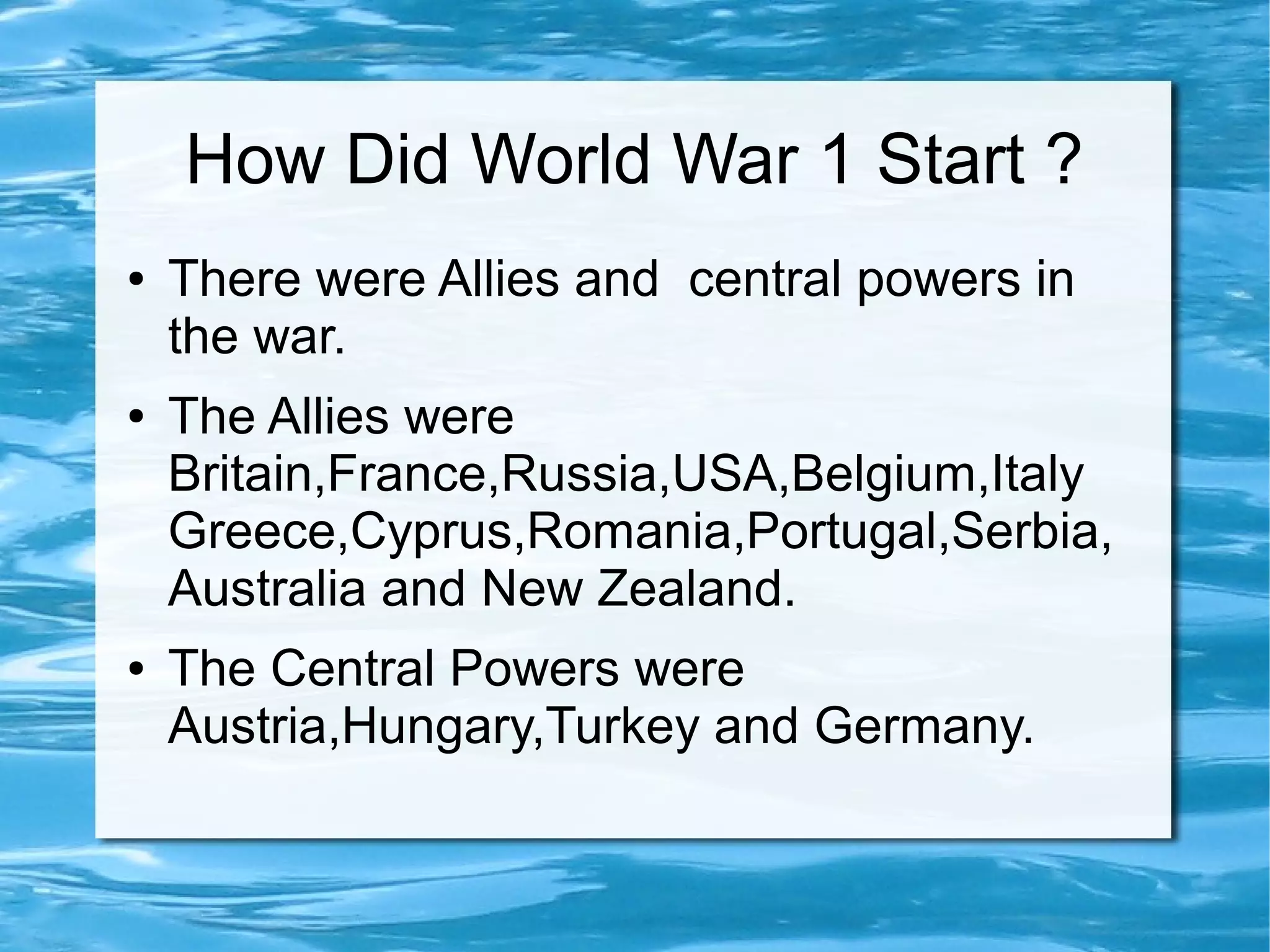 How did ww1 start | ODP
