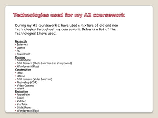 How did you use new media technologies in | PPTX