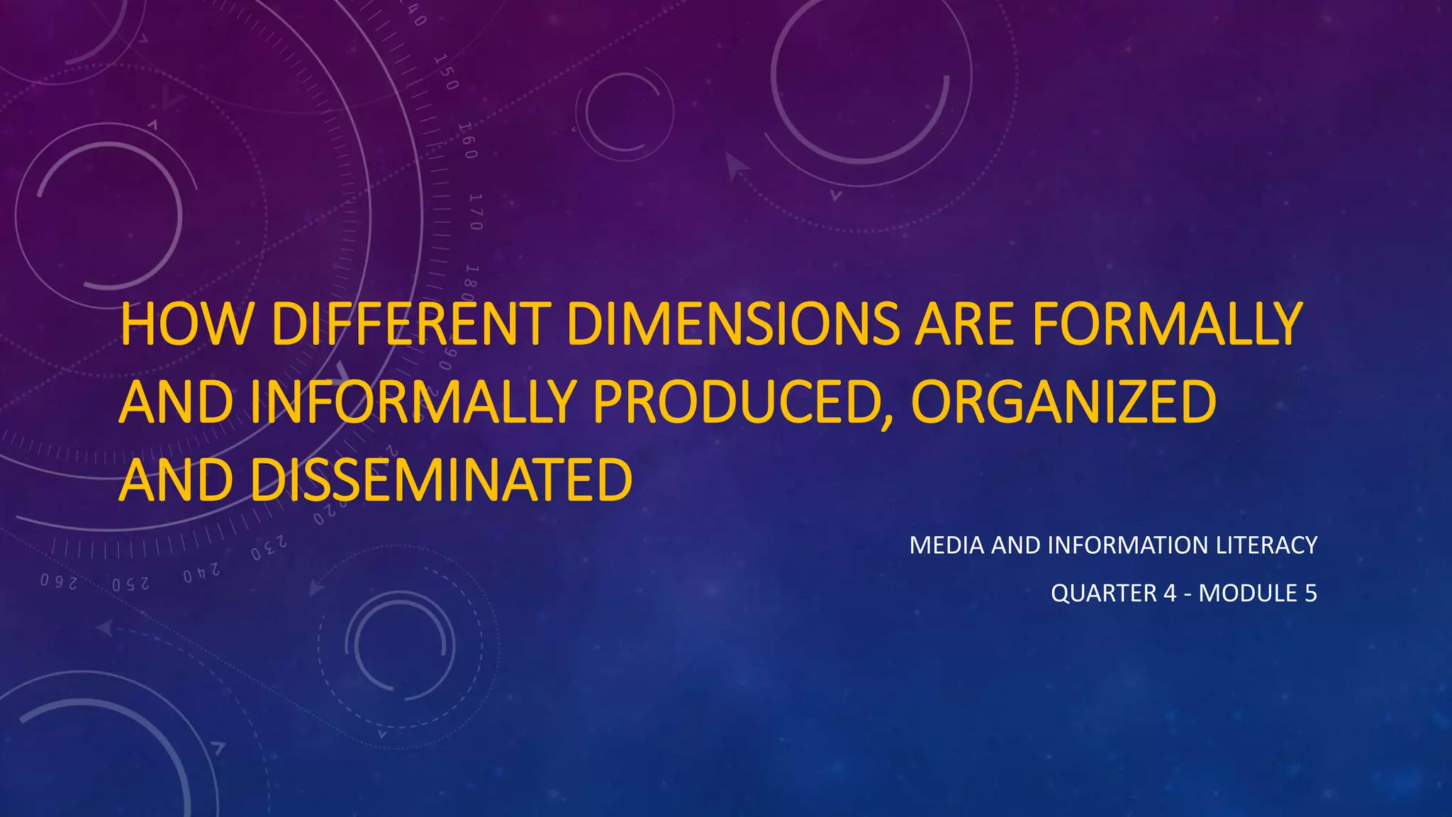 How Different Dimensions are formally and informally Produced ...