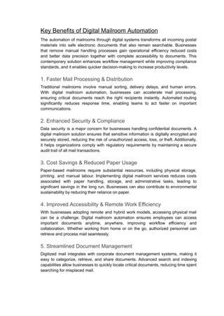 Boost Business Efficiency with Digital Mailroom Automation | PDF