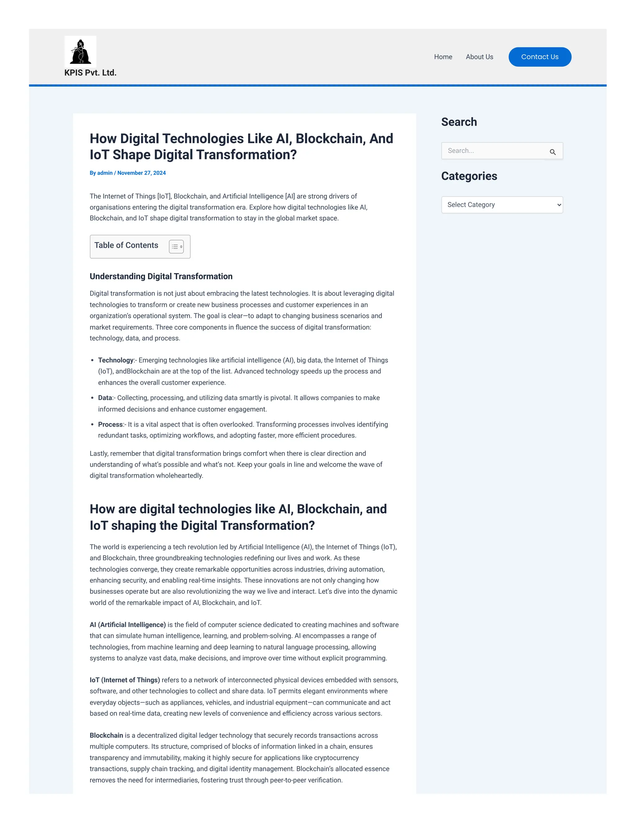 How Digital Technologies Like AI Blockchain And IoT Shape Digital Transformation.pdf