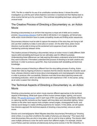 Exploring the Differences Between Directing a Documentary and an Action ...