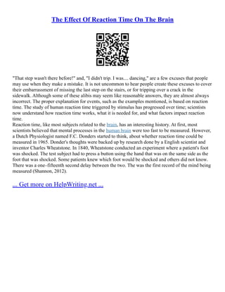 How Distractions Affect Reaction Time | PDF