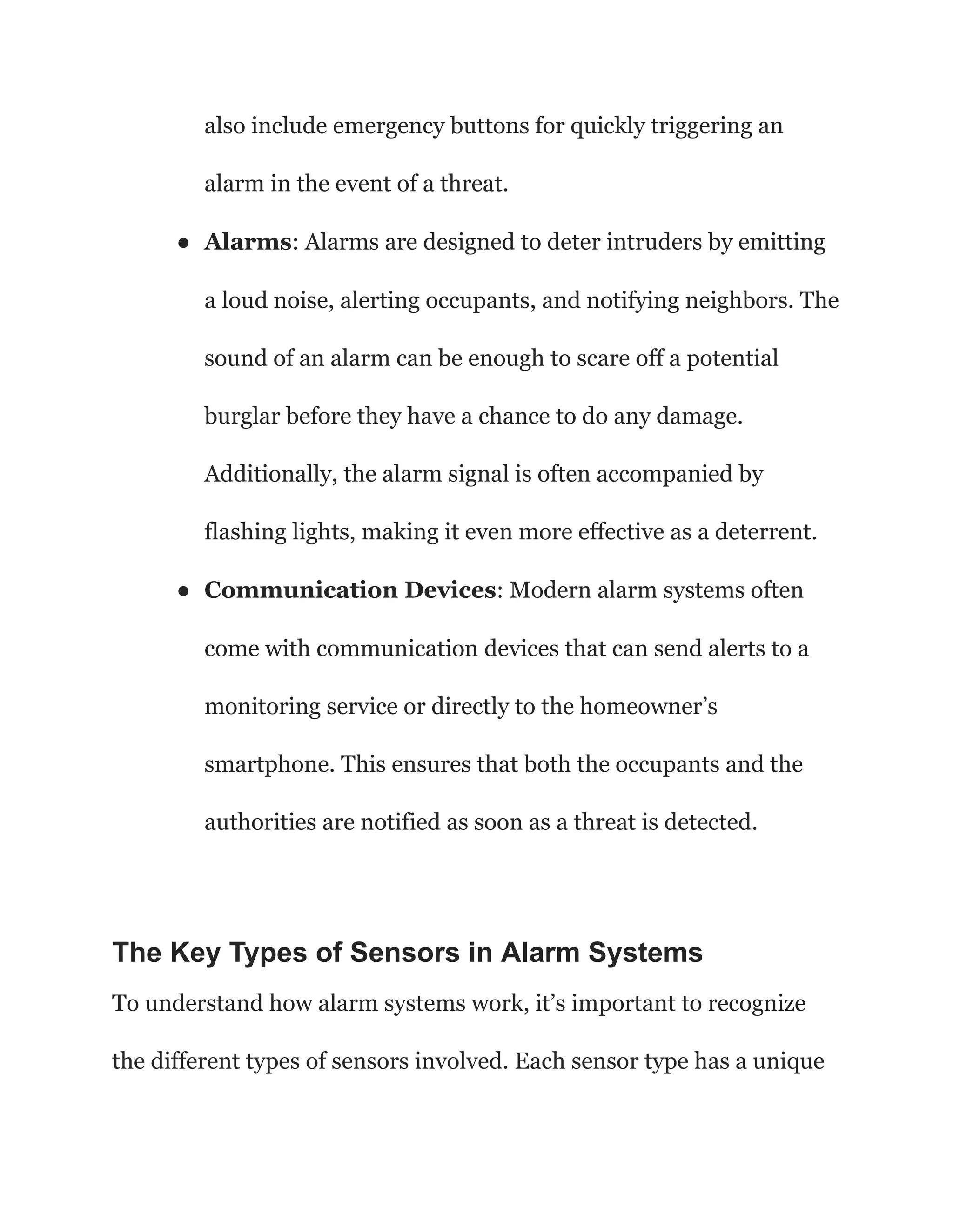 How do alarm systems work? key types of sensors | PDF