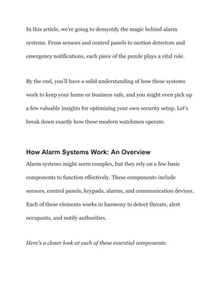 How do alarm systems work? key types of sensors | PDF