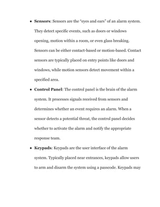 How do alarm systems work? key types of sensors | PDF