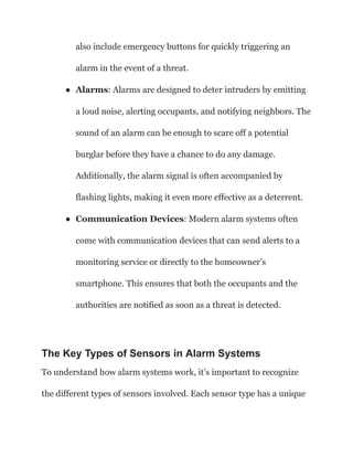 How do alarm systems work? key types of sensors | PDF
