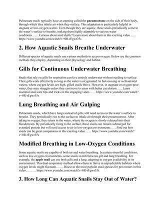HOW DO AQUATIC SNAILS BREATHE UNDERWATER, AND CAN THEY SURVIVE OUT OF ...