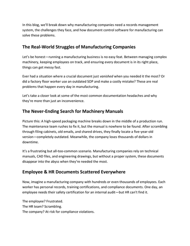 How Document Management System Benefits Manufacturing | PDF