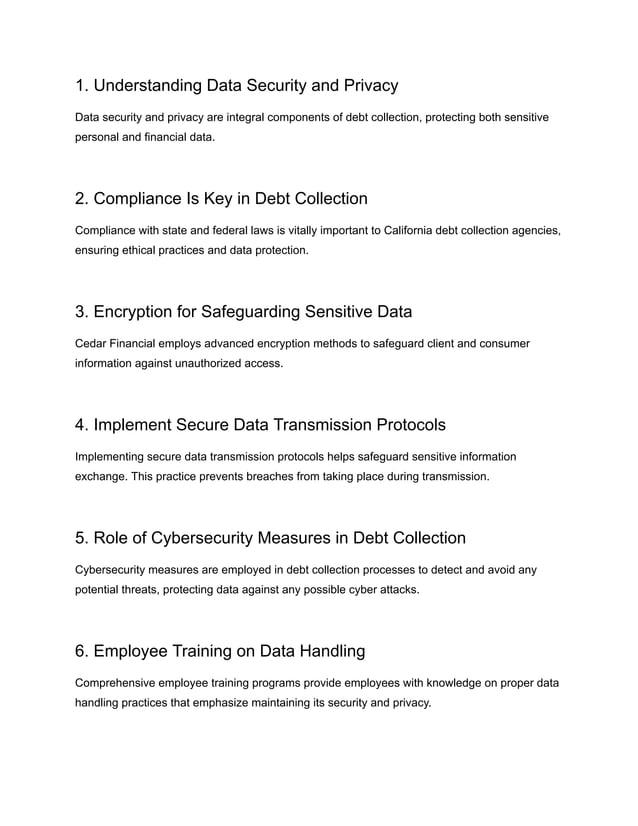 Ensuring Data Security and Privacy: Best Practices for Debt Collection Agencies in California | PDF