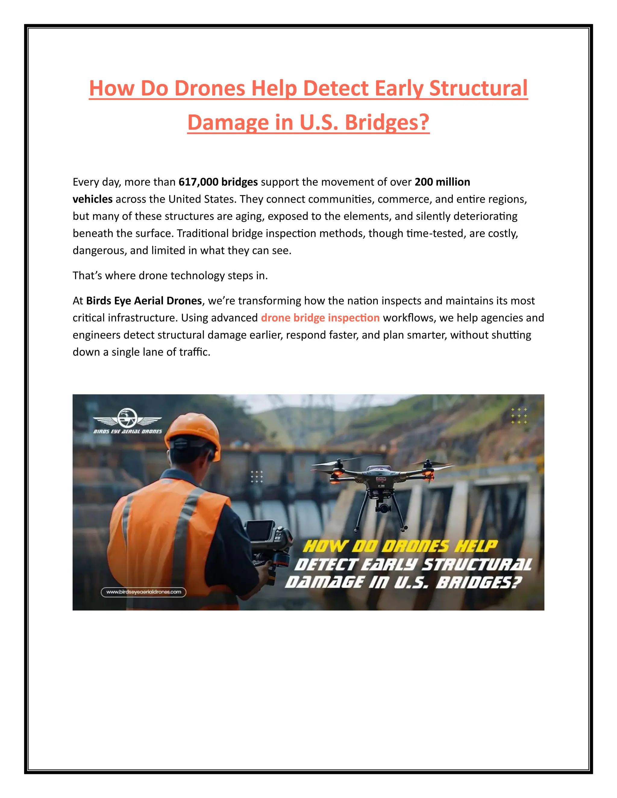 How Do Drones Help Detect Early Structural Damage in U.S. Bridges | PDF